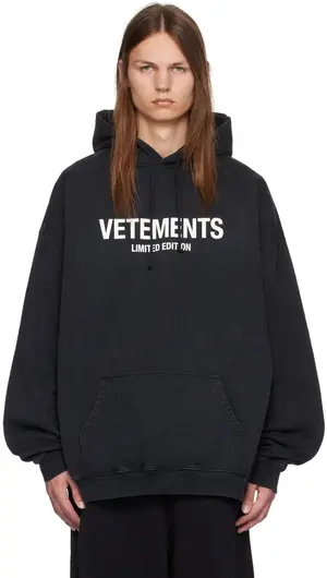 Buy Vetements Black 'limited Edition' Logo Hoodie - Washed